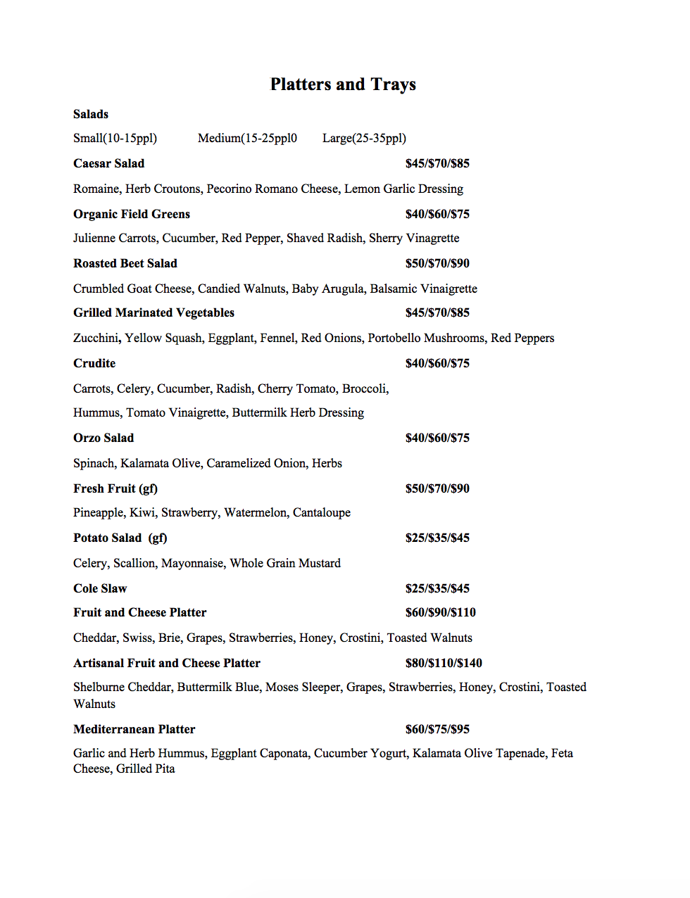 Private Dining Menus – The Fifth Season