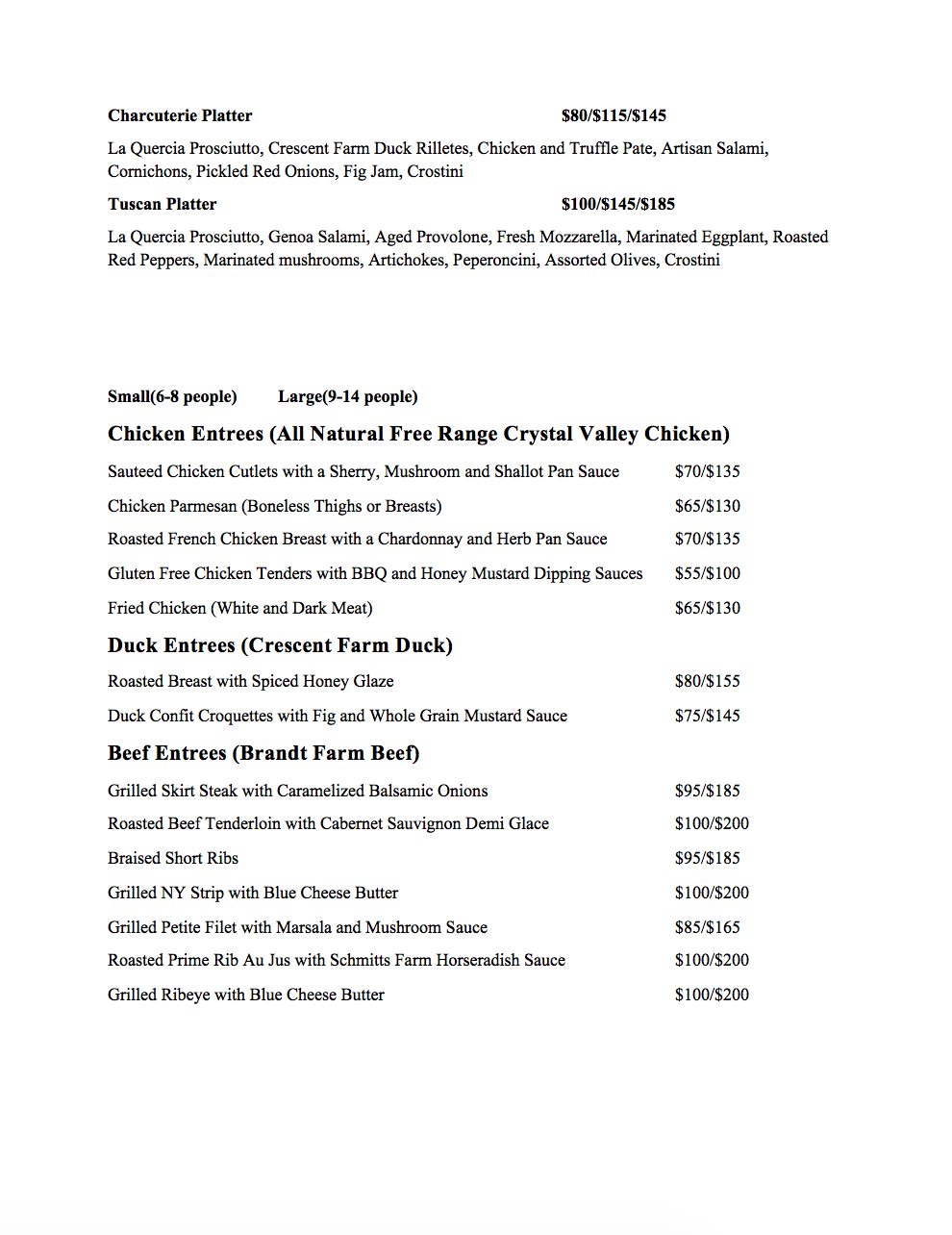 Private Dining Menus – The Fifth Season