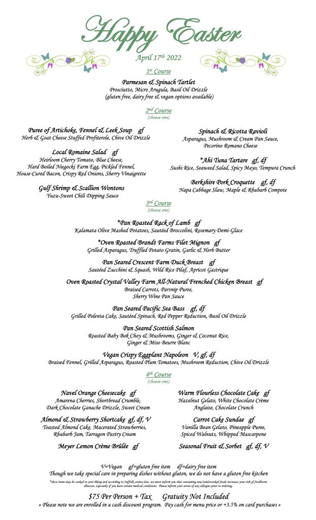 Easter Menus – The Fifth Season