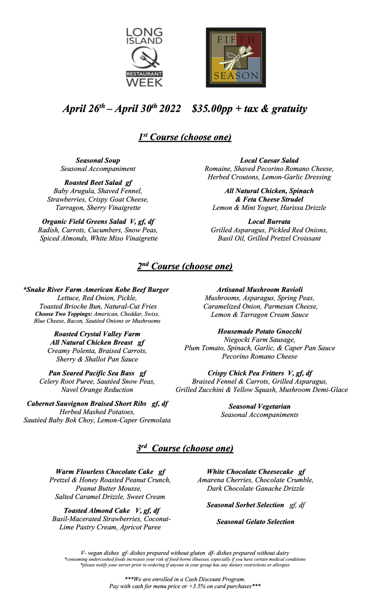 Restaurant Week 2022 – The Fifth Season