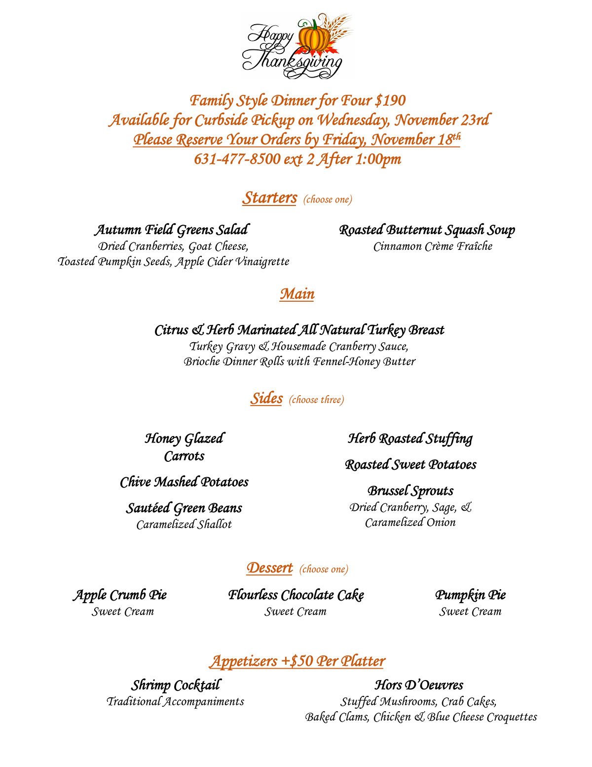 Thanksgiving Pickup Package – The Fifth Season