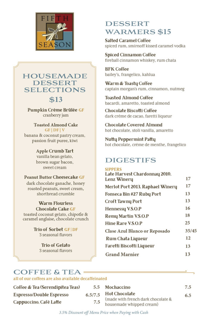 Autumn Menus – The Fifth Season