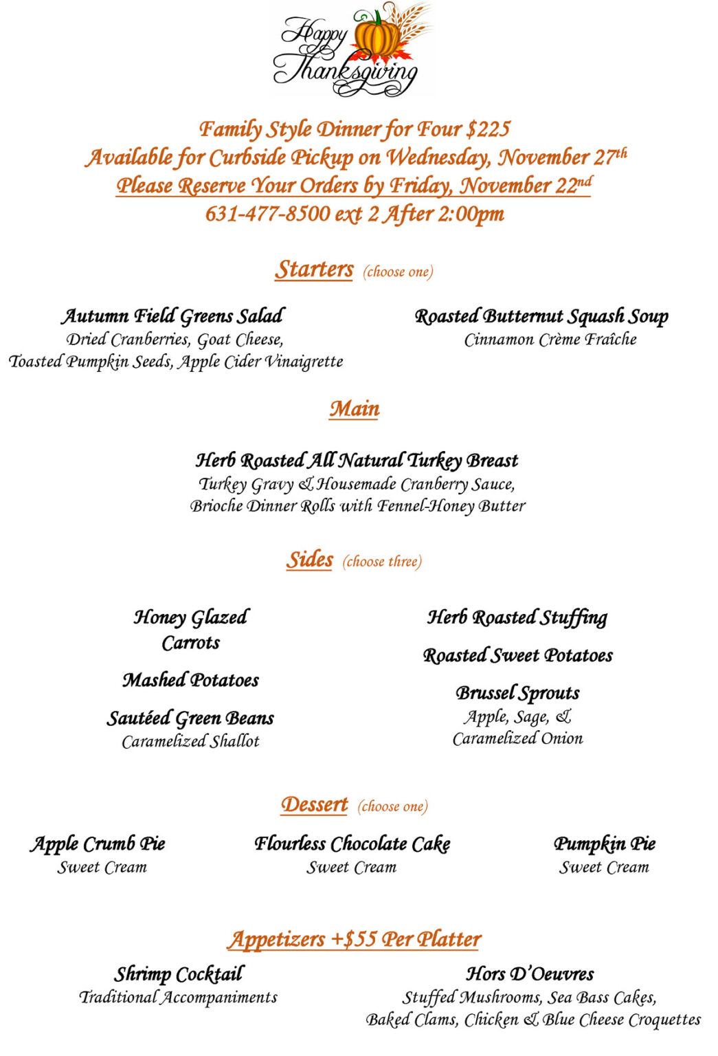 Thanksgiving Pickup Package – The Fifth Season