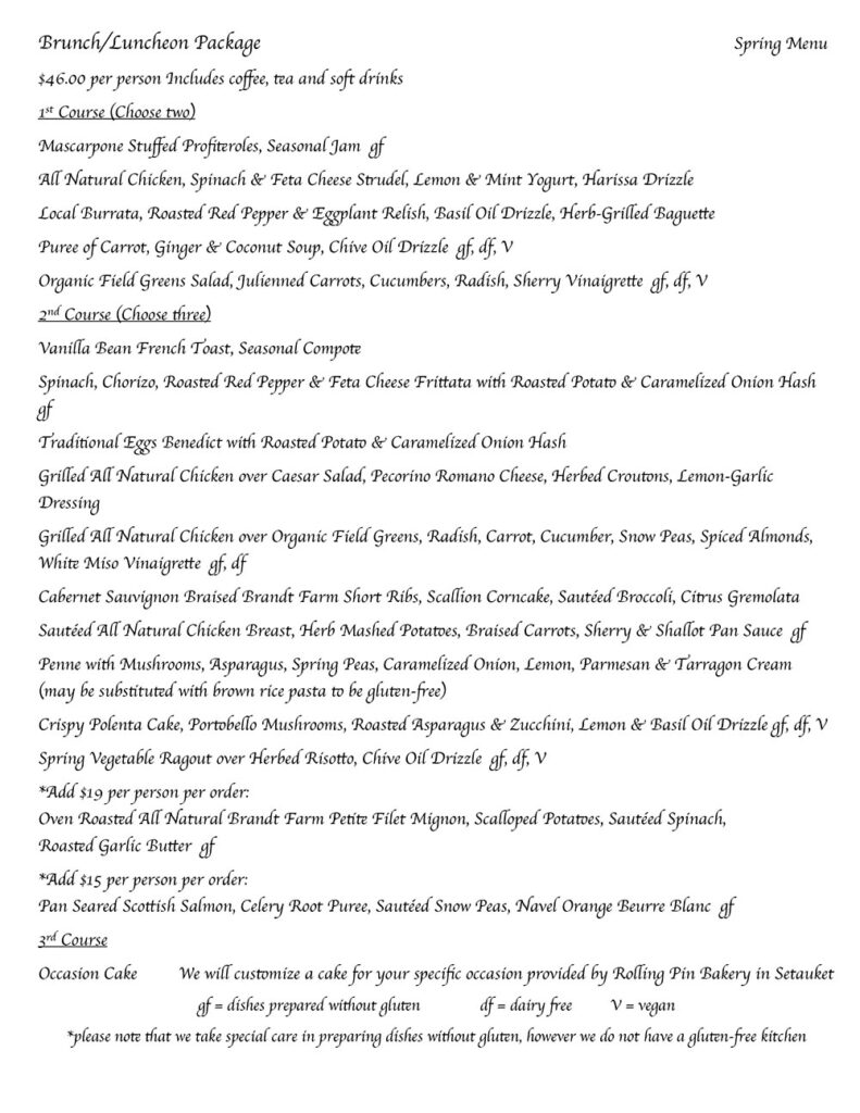 Private Dining Menus – The Fifth Season